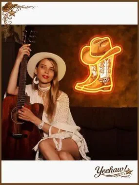 Wall Decor | Cowboy Boot Hat Neon Sign Wall Decor Dimmable Led Light ...